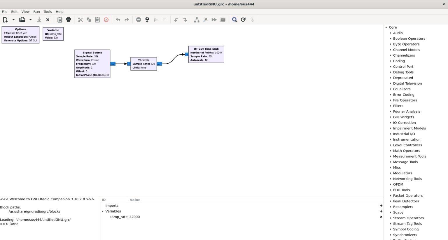 GNU Radio Companion – HEXADEC